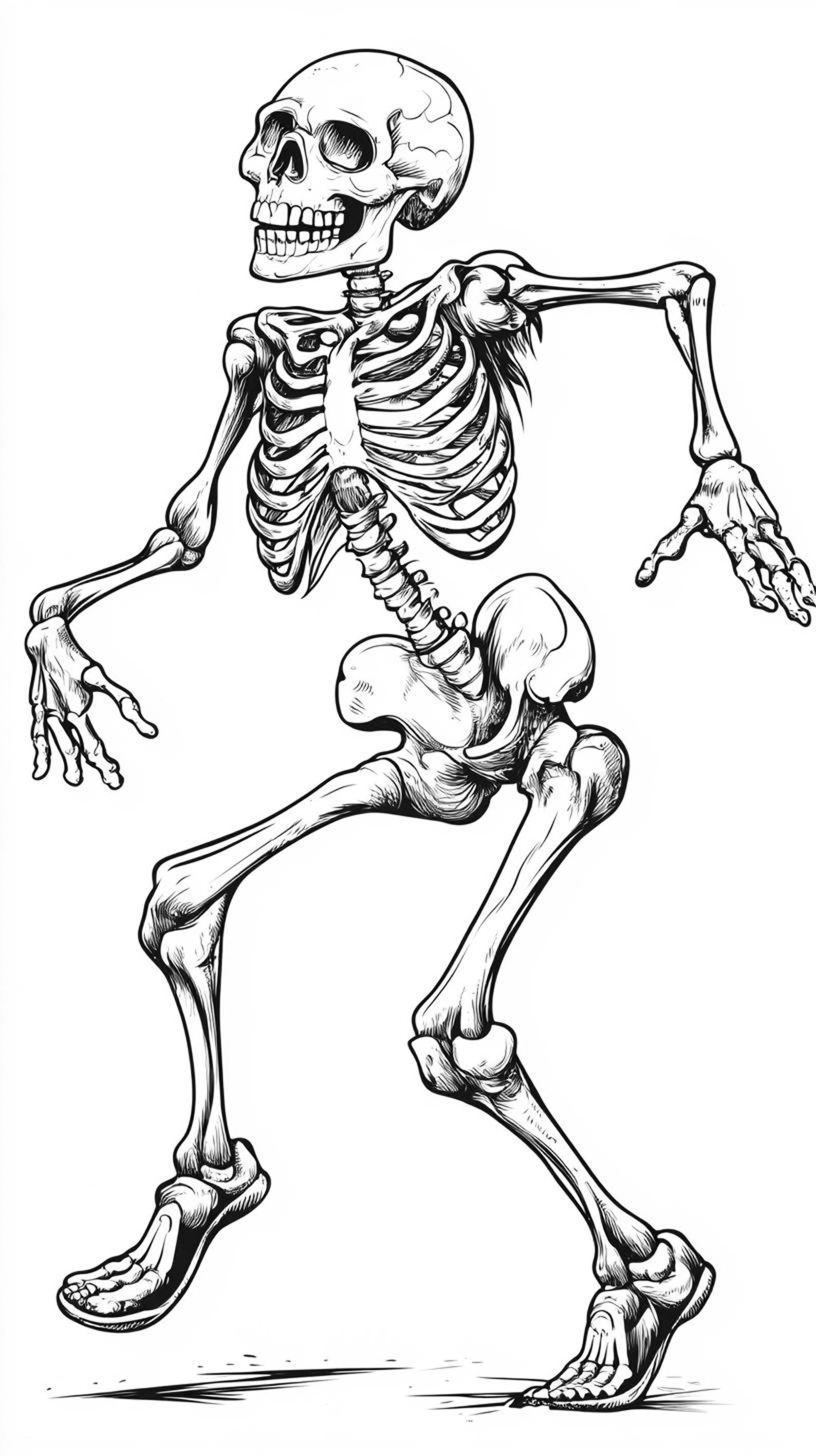 Skeleton Cartoon Line Art Black and White Bundle 1 65 Digital Ai Line ...