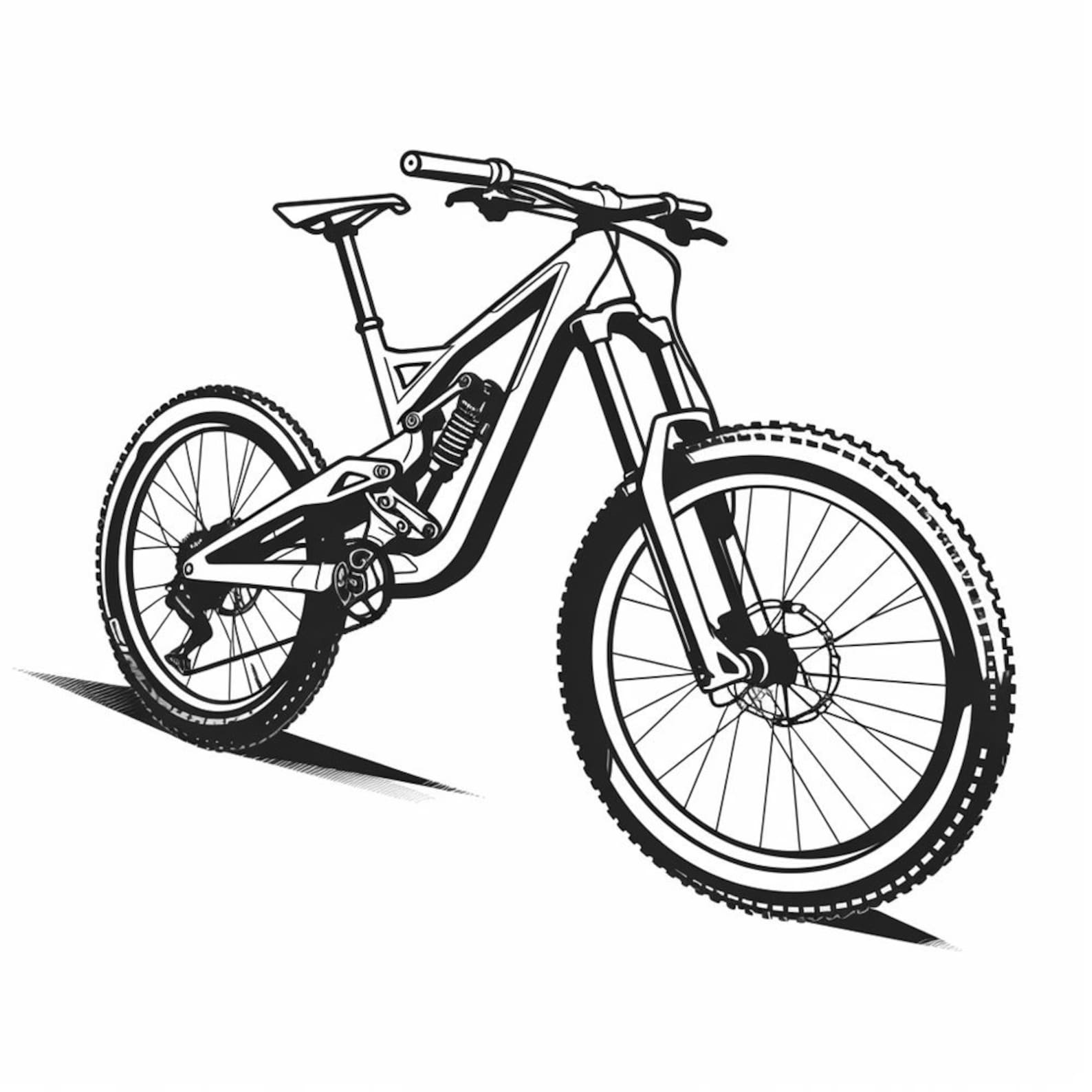 Mountain Bike Black and White Line Art Bundle 1 48 Digital Ai Line Art ...