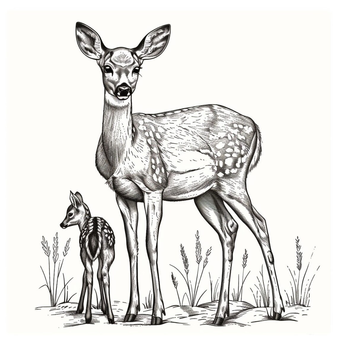 Deer Clean Line Art Black and White Bundle 1 36 Digital Ai Line Art PNG ...