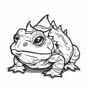 Horned Toad Cartoon Black and White Bundle 2 72 Digital Line Ai Art PNG ...