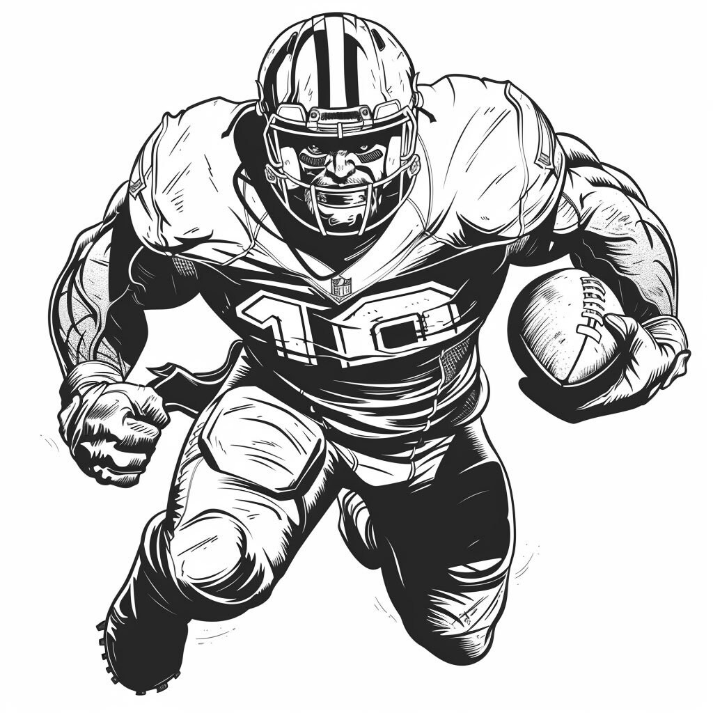 Football Character Cartoon Line Art Black and White Bundle 2 86 Digital ...