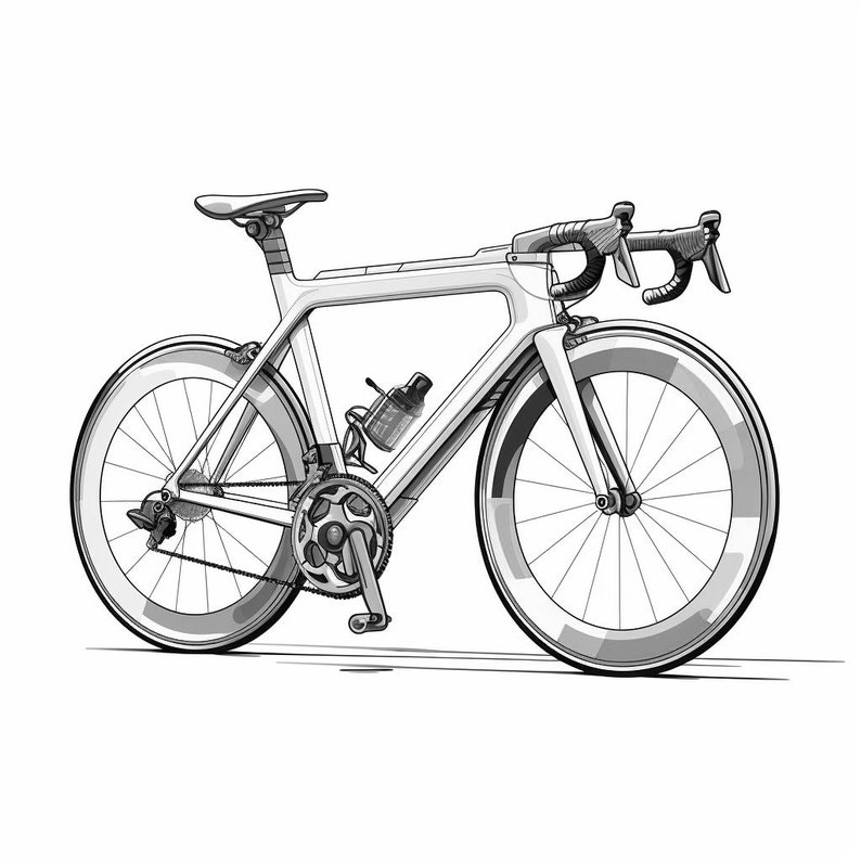 Road Bike Black and White Line Art Bundle 2. 48 Digital Ai Line Art PNG ...