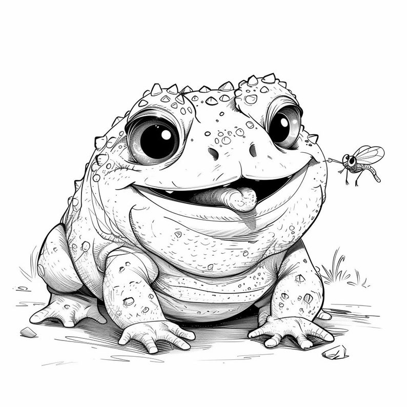 Cartoon Horned Toad Black and White Bundle 1 66 Digital Line Ai Art PNG ...
