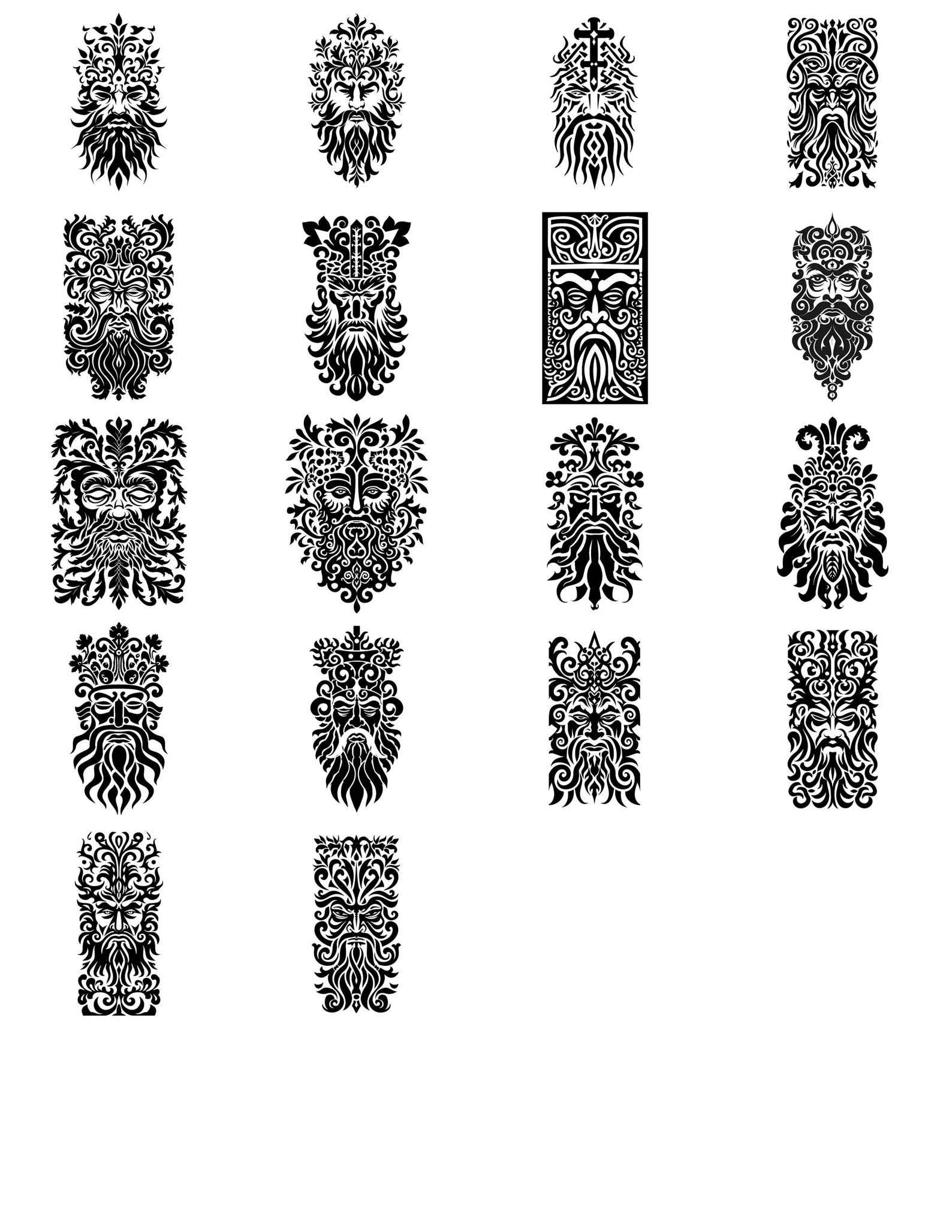 Faces Celtic-slavic Abstract Line Art Illustration Black and White ...