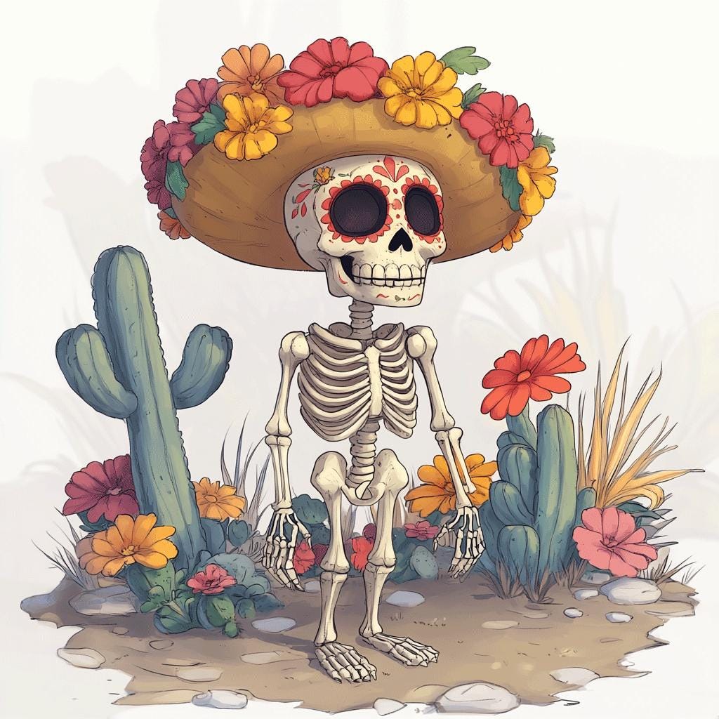 Skeleton Latin American Line Art Color Bundle 2 18 Digital Ai Line Art ...