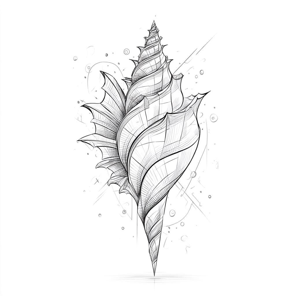 Shell Conical Black and White Bundle 1 32 Digital Ai Line Art PNG-SVG ...