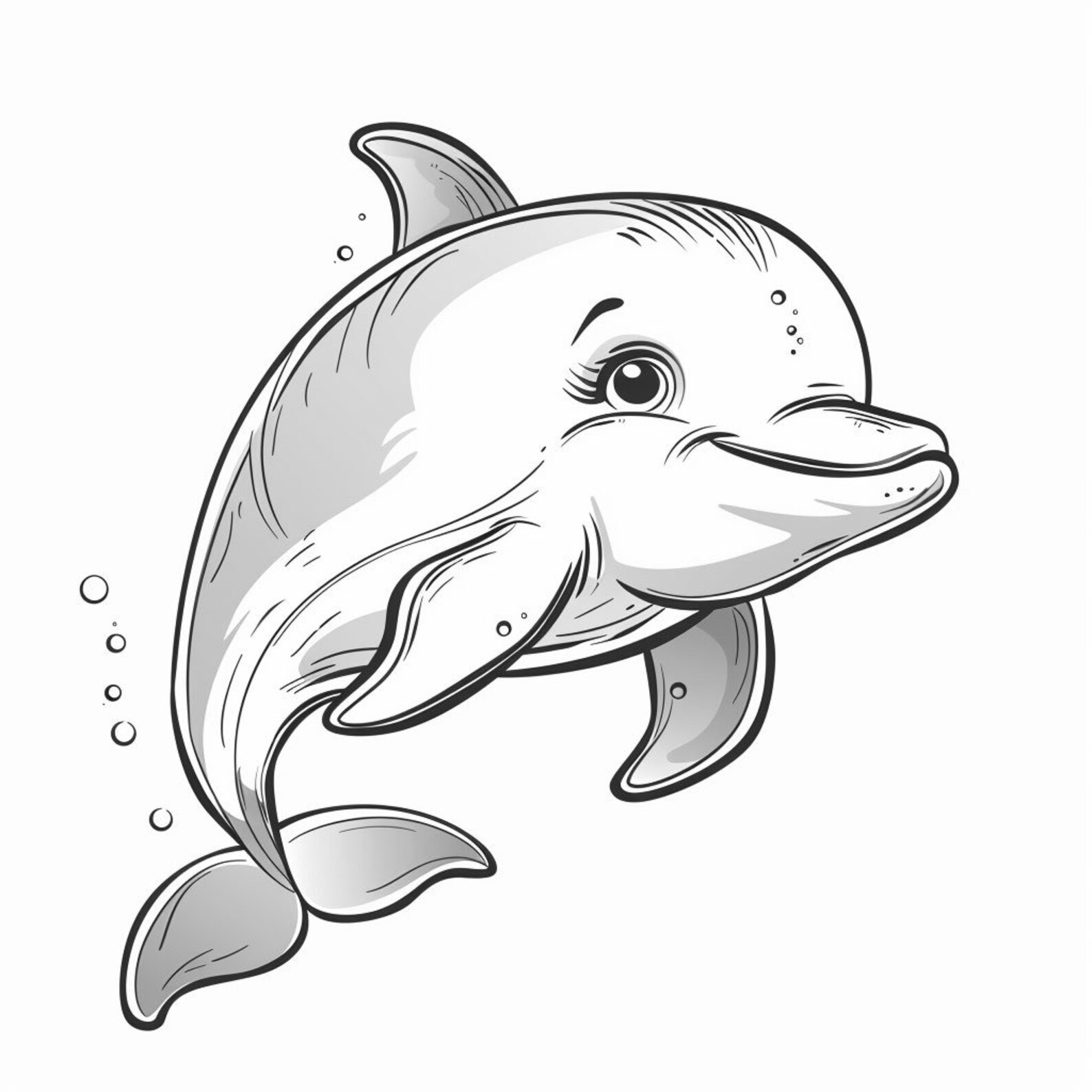 Dolphin Cartoon Black/white Line Art Bundle 1 60 Digital Ai Line Art ...