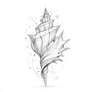Shell Conical Black and White Bundle 1 32 Digital Ai Line Art PNG-SVG ...