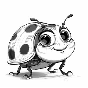 Ladybug Cartoon Black and White Bundle 1 72 Digital Ai Line Art PNG-SVG ...