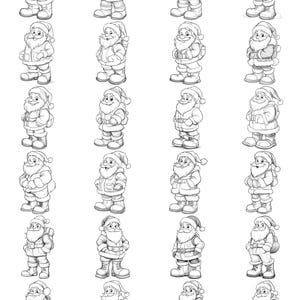 Santa Cartoon Line Art Illustration Black and White Bundle 4 42 Digital ...