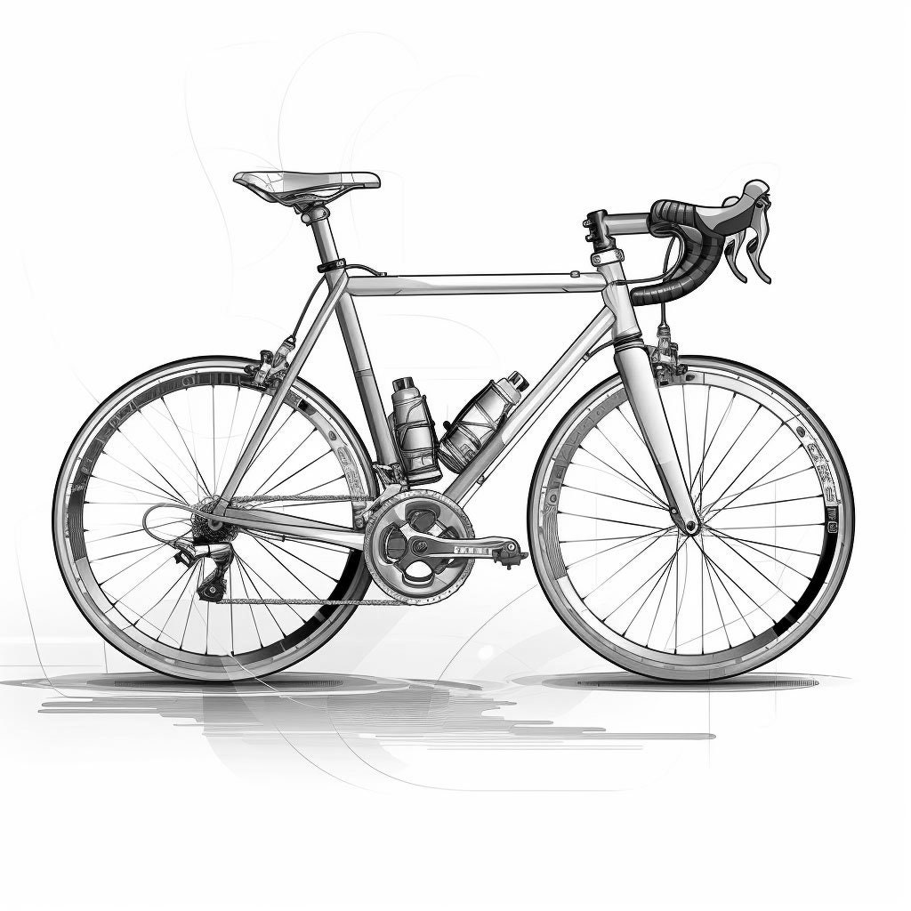 Road Bike Black and White Line Art Bundle 1 48 Digital Ai Line Art PNG ...