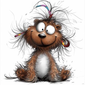 Bear Crazy Cartoon Line Art Color Bundle 3 30 Digital Ai Line Art PNG ...