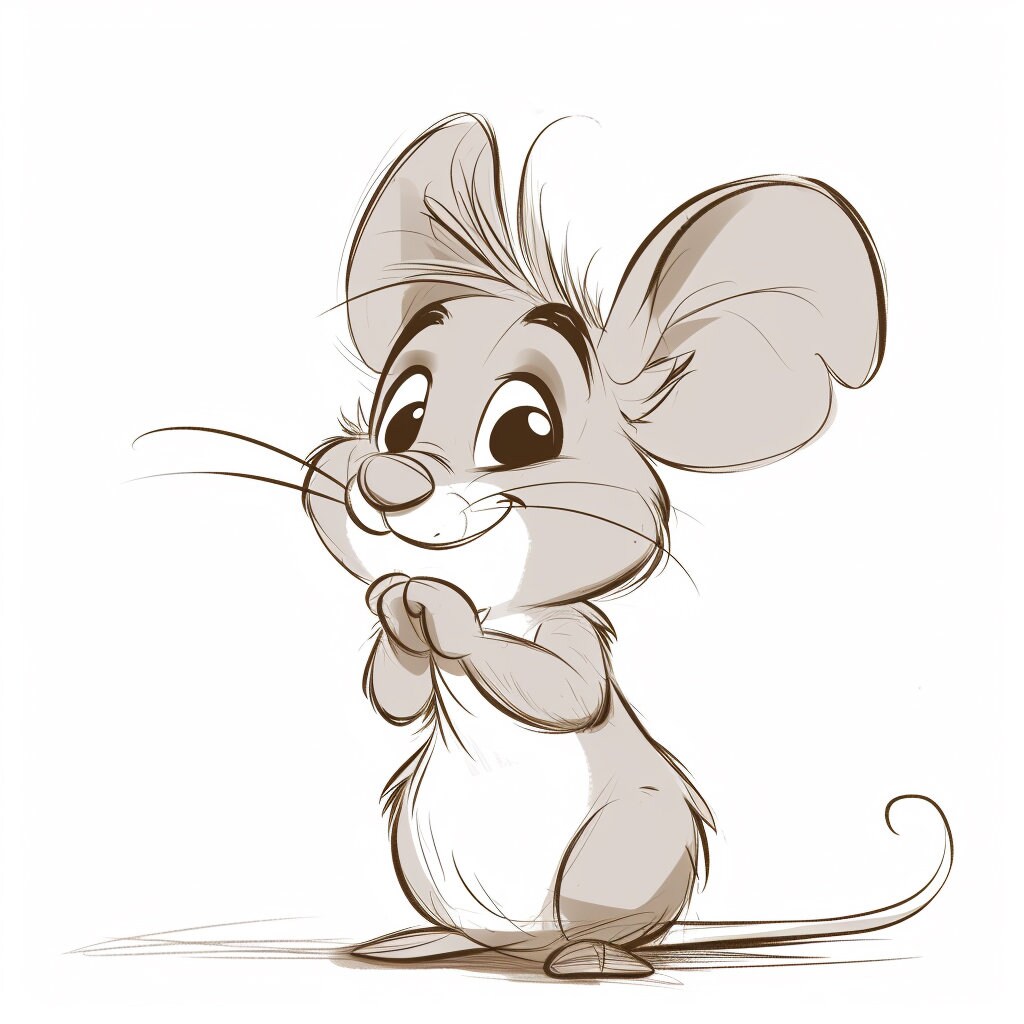 Mouse Grey Line Art Color/black and White Bundle 1 48 Digital Line Art ...