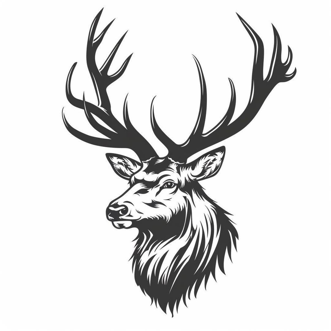 Elk Head Silhouette Black/white Bundle 1 Clean Line Art Ai 96 Images ...