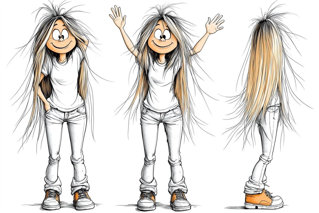 Teen Female Animation Character Cartoons Line Art Color Bundle 1 24 ...