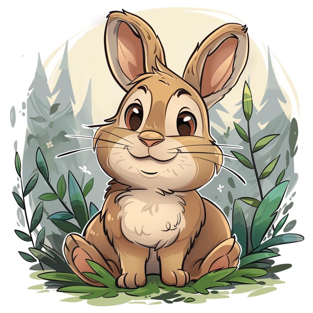 Rabbit-forrest Cartoon Color Bundle 1 26 Digital Line Art AI PNG SVG ...