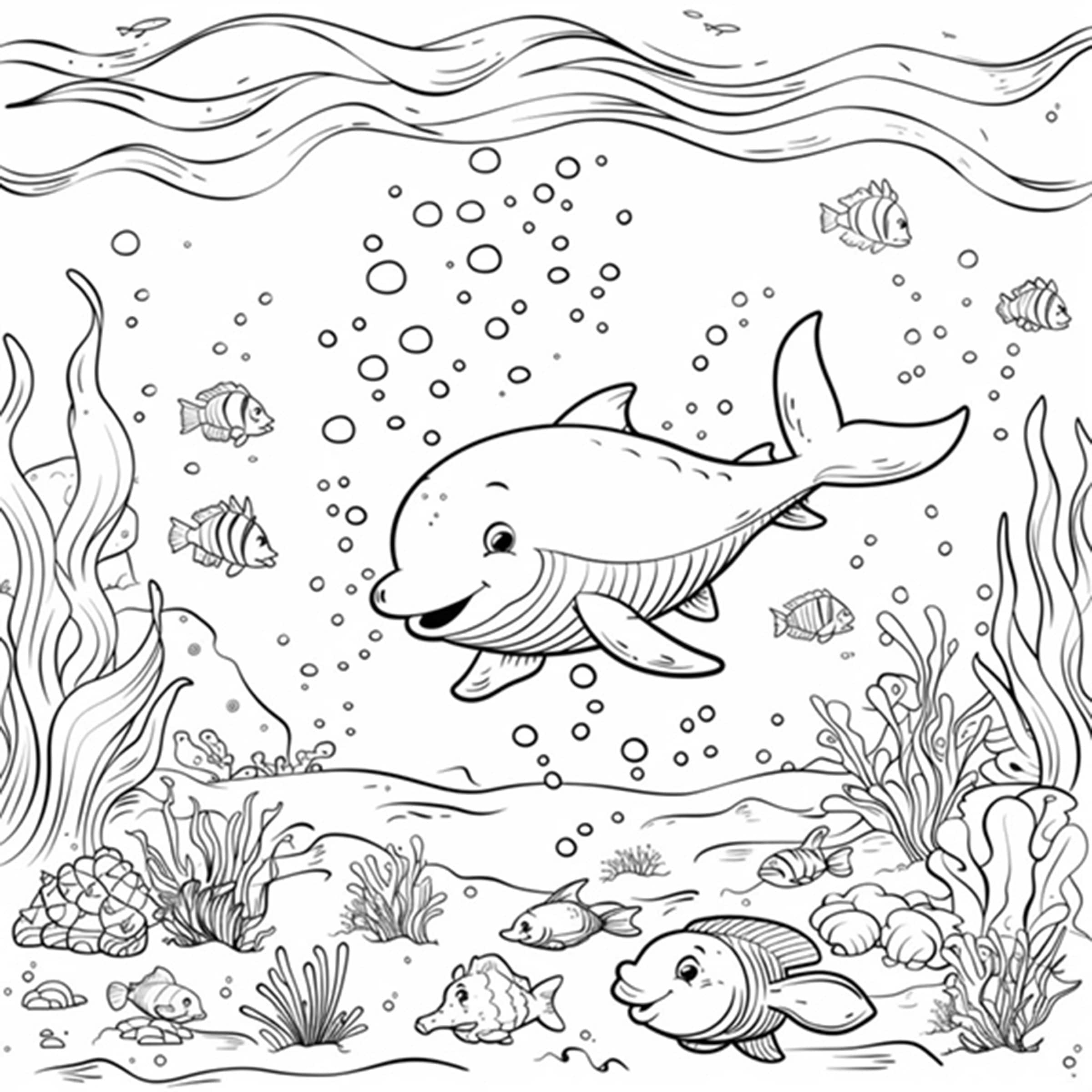 PDF Coloring Book Cartoon Ocean Scene Line Art Black and White Bundle1 ...