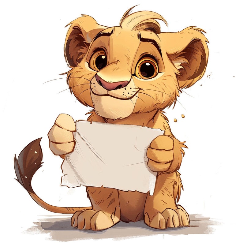 Lion Cub With Sign Color/black and White Bundle 1 36 Digital Line Art ...