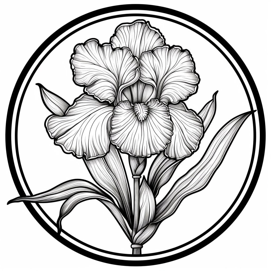 Iris Line Art Black and White Bundle 2 48 Digital Line Art Svg-png-jpg ...