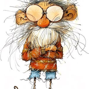 Old Man Groovy Cartoon Line Art Illustration Color Bundle 1 18 Digital ...