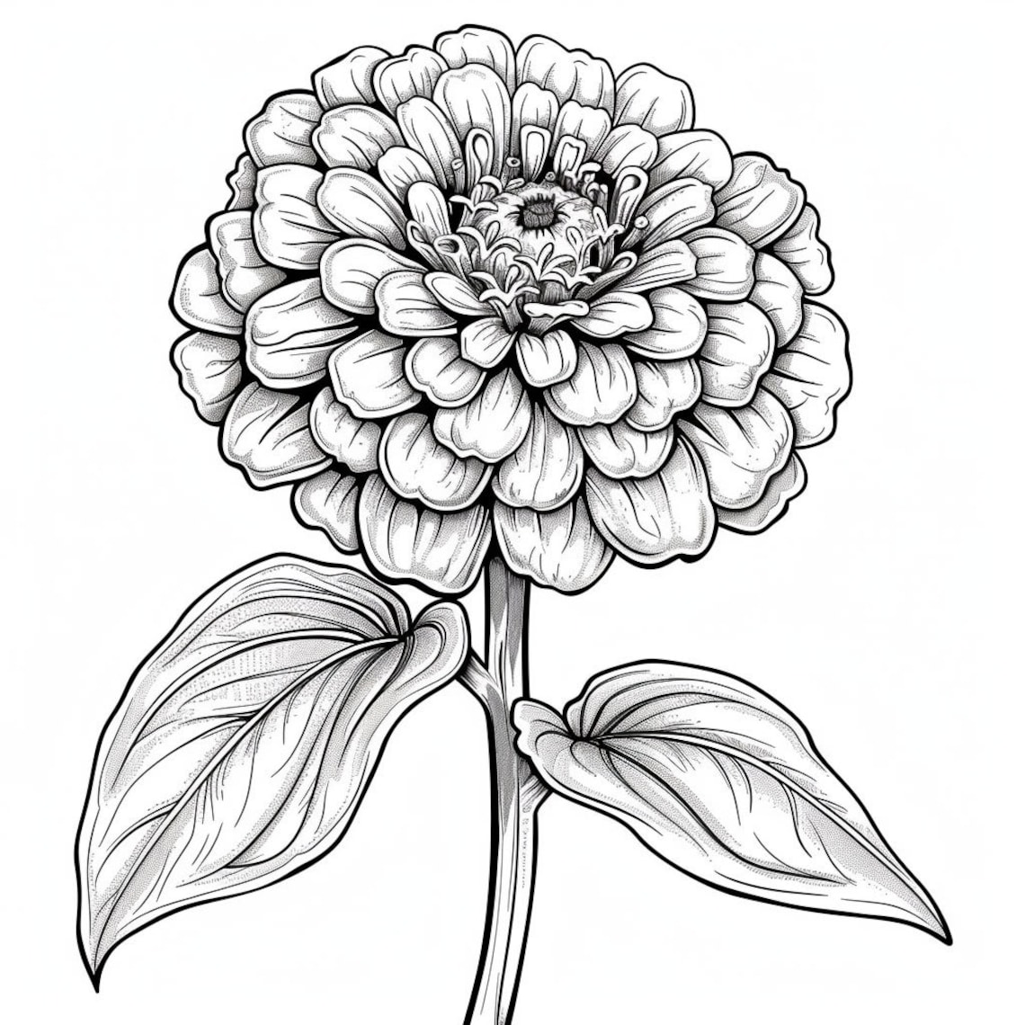 Zinnia Blooms Black/white Line Art Bundle 1 90 Digital Line Art Ai Svg ...