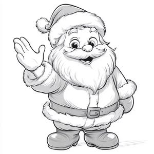 Santa Cartoon Line Art Illustration Black and White Bundle 1 36 Digital ...