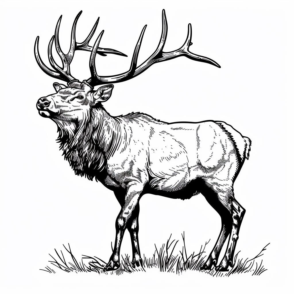 Elk Black and White Bundle1 100 Digital Line Art Ai Svg-png-jpg - Etsy