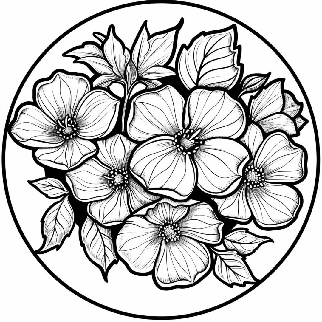 Spring Flower Mandala Line Art Black and White Bundle 1 100 Digital ...