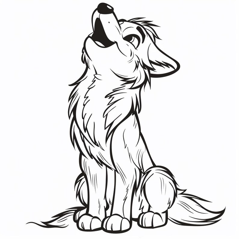 Wolf Cartoon Line Art Black and White Bundle 3 32 Digital Ai Line Art ...