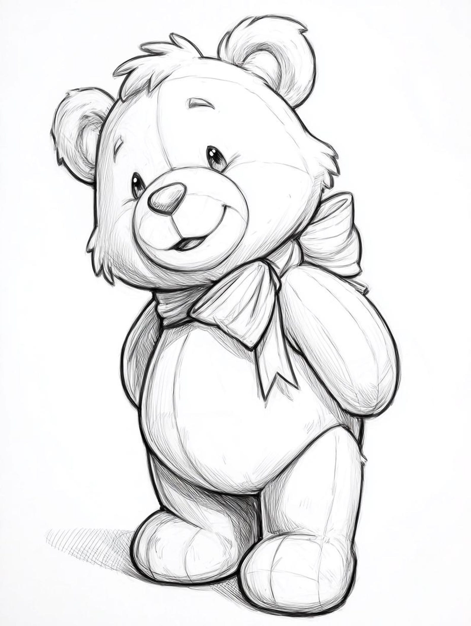 Teddy Bear Cartoon Black and White Bundle 1 30 Digital Ai Line Art PNG ...