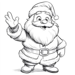 Santa Cartoon Line Art Illustration Black and White Bundle 1 36 Digital ...