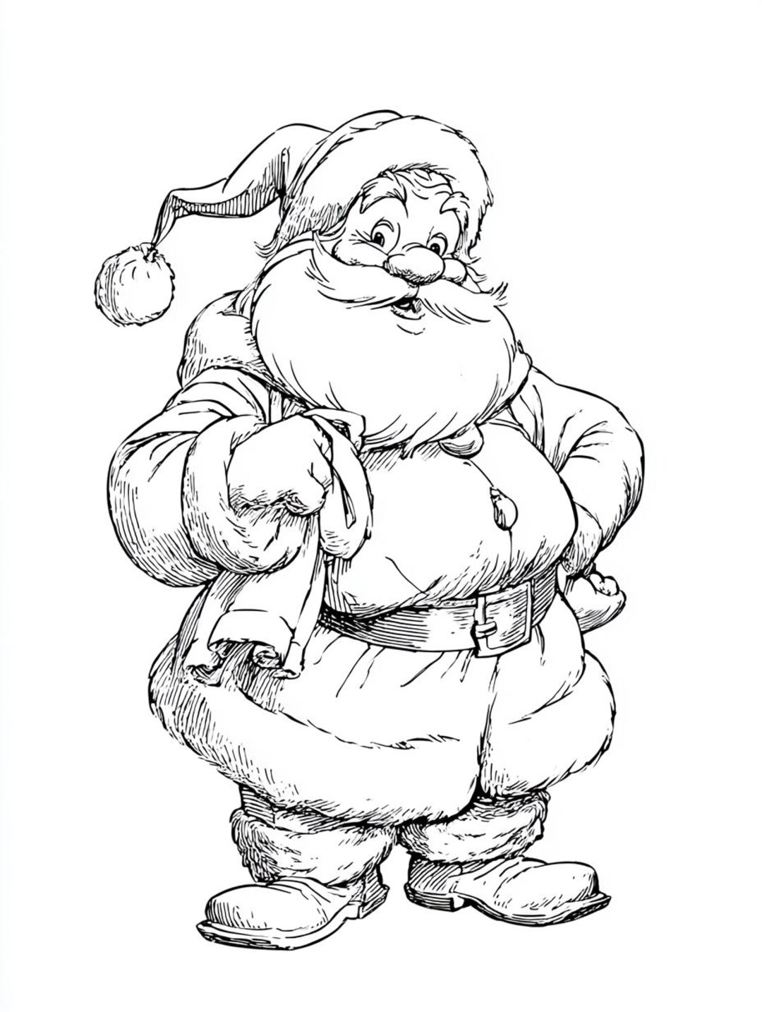 Santa Cartoon Line Art Illustration Black and White Bundle 6 40 Digital ...