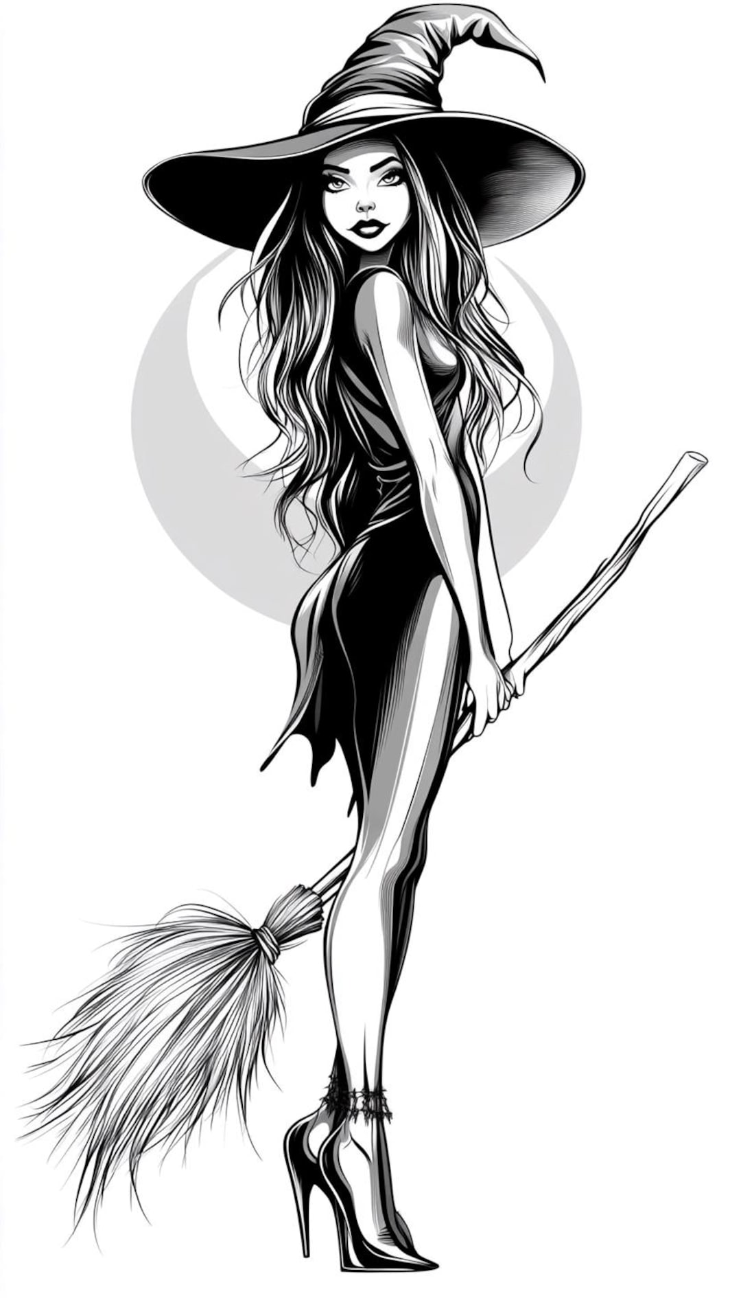 Witch Lovely Cartoon Line Art Illustration Black and White Bundle 4 72 ...