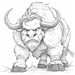 Buffalo/bison Cartoon Fierce Line Art Black and White Bundle 1 55 ...