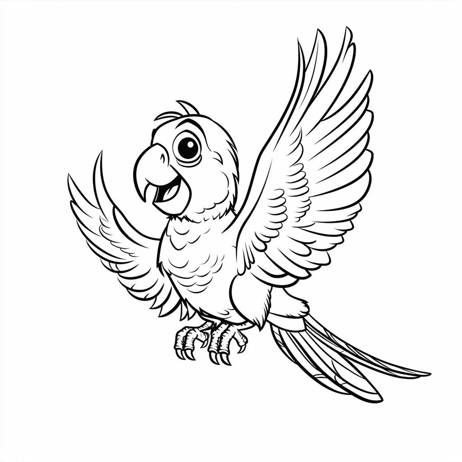 Parrot Cartoon Illustration Black and White Bundle 1 72 Digital Line Ai ...