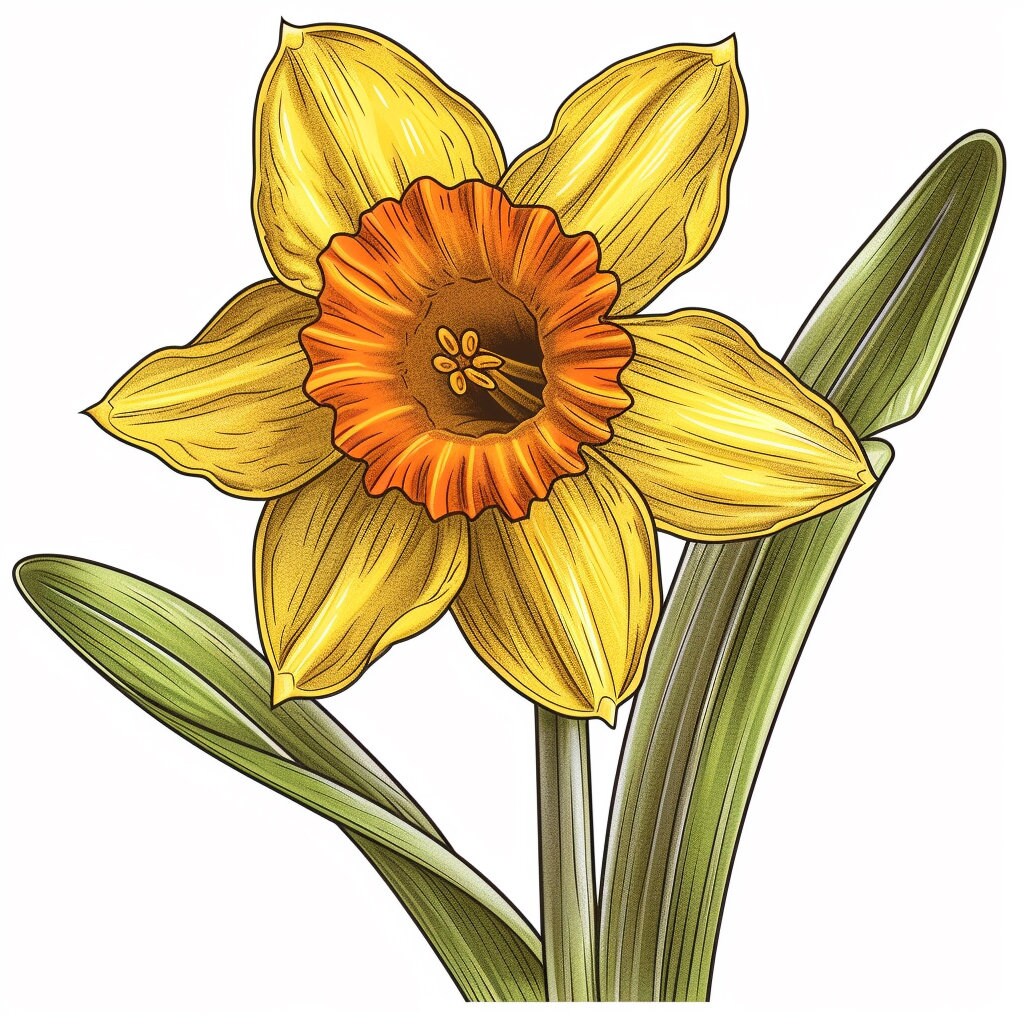 Daffodils Line Art Color Bundle 2 24 Digital Ai Line Art PNG-SVG ...