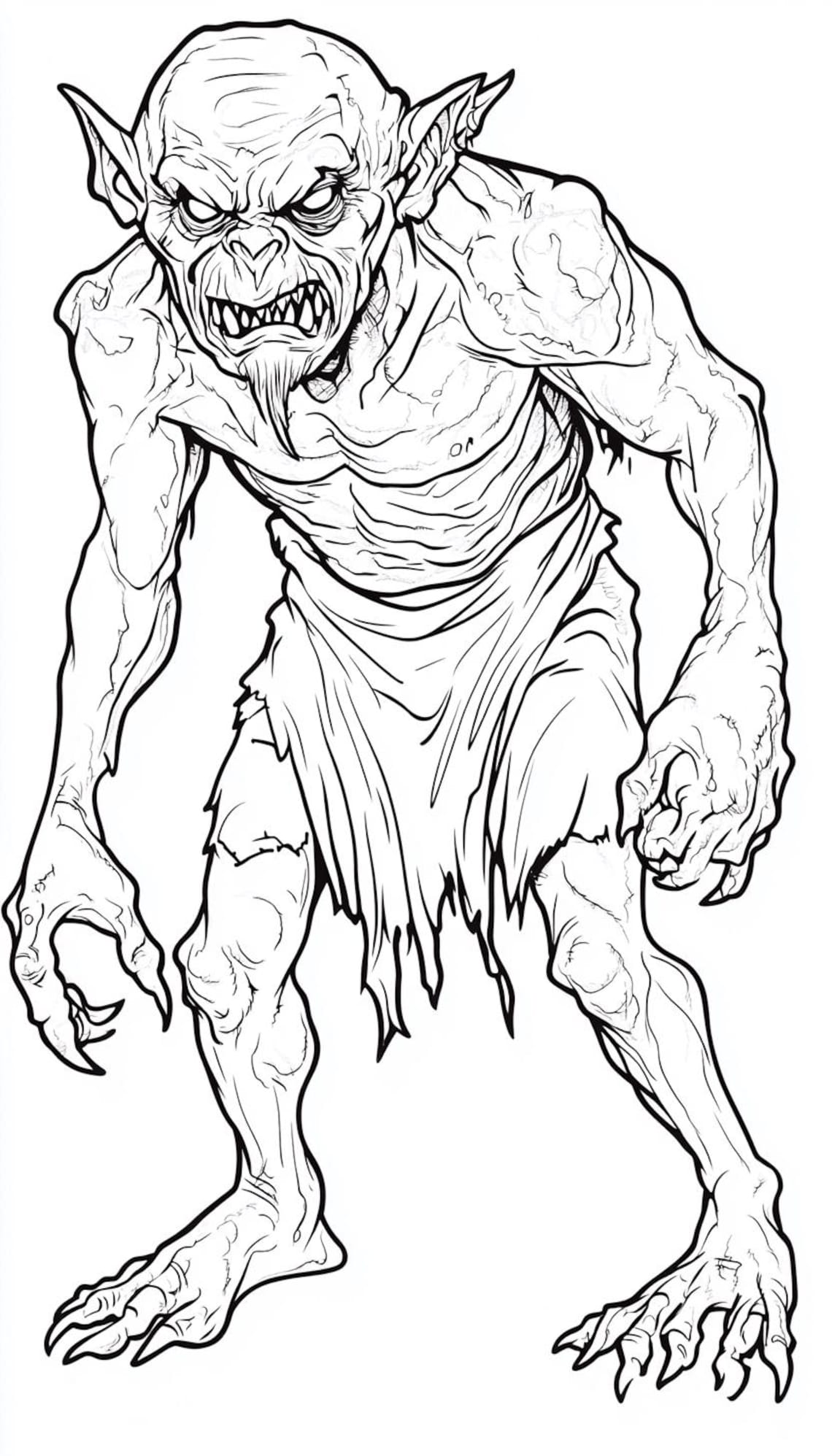 Goblin Cartoon Line Art Illustration Black and White Bundle 1 45 ...