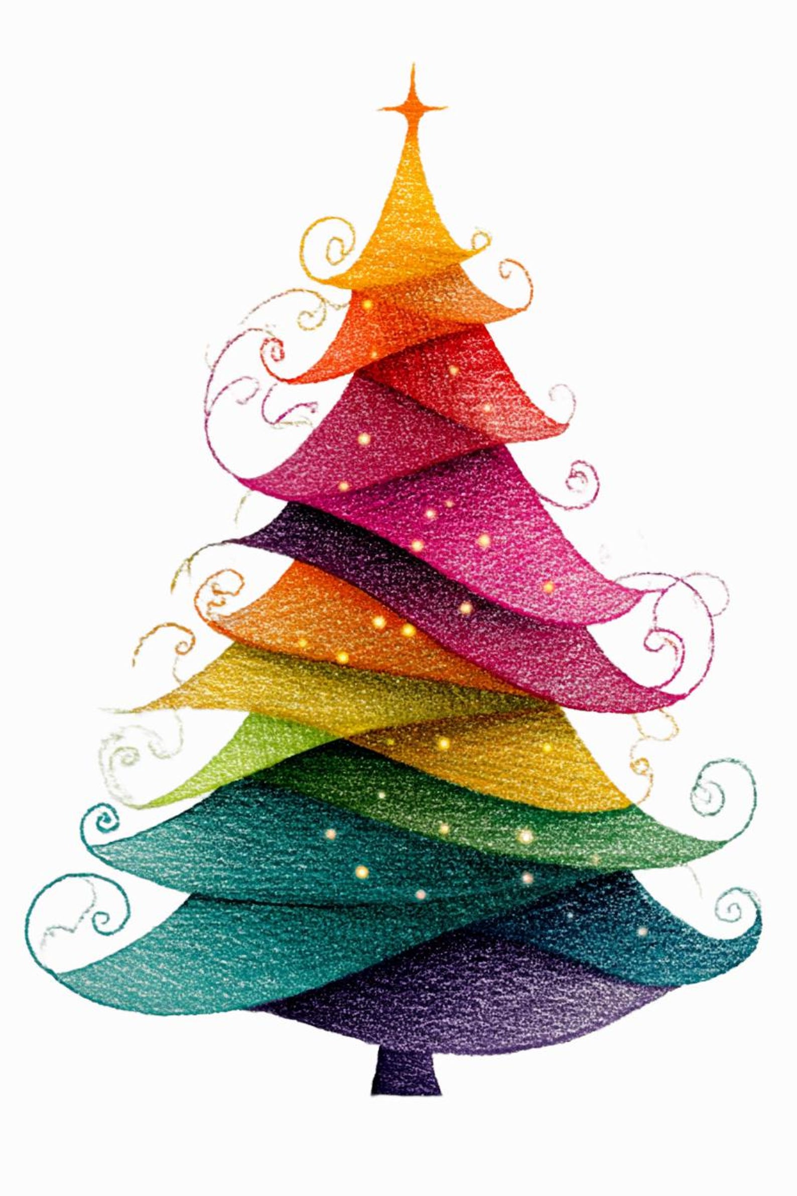 Christmas Tree Modern Abstract Color Line Art Bundle 6 24 Digital Ai ...