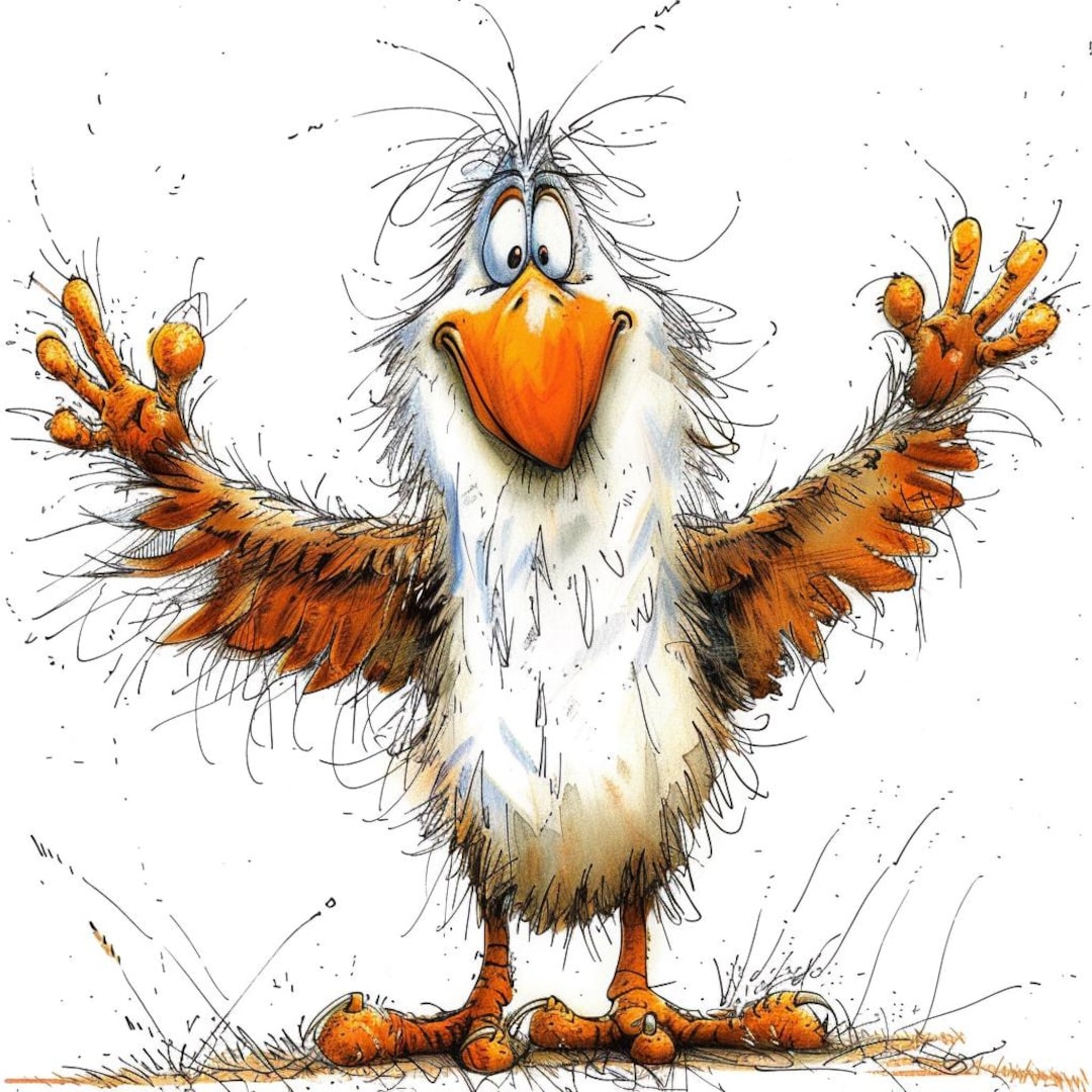 Bald Eagle Crazy Cartoon Color Bundle 2 18 Digital Ai Line Art PNG-SVG ...