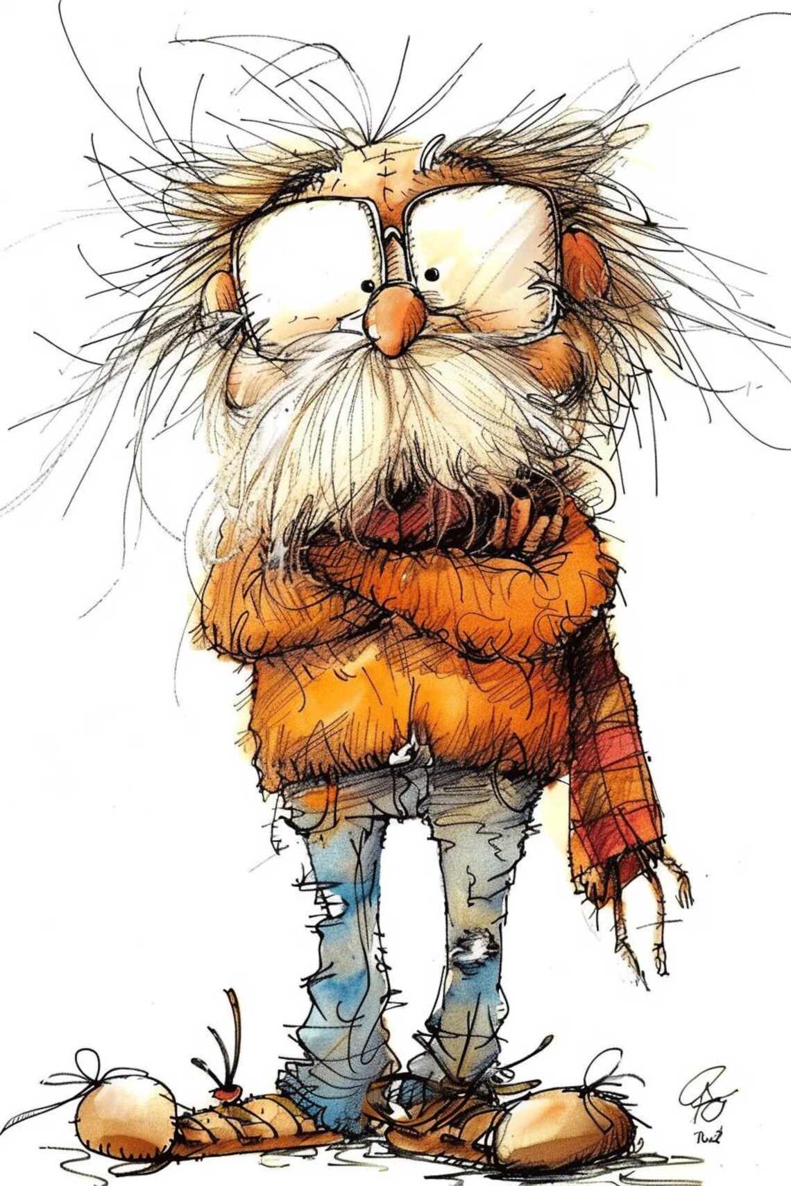 Old Man Groovy Cartoon Line Art Illustration Color Bundle 3 18 Digital ...