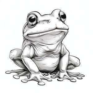 Frog Cartoon Line Art Black and White Bundle 1 50 Digital Ai Line Art ...