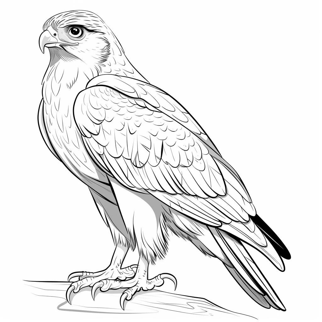 Hawk Realistic Line Art Illustration Black and White Bundle 1 50 ...