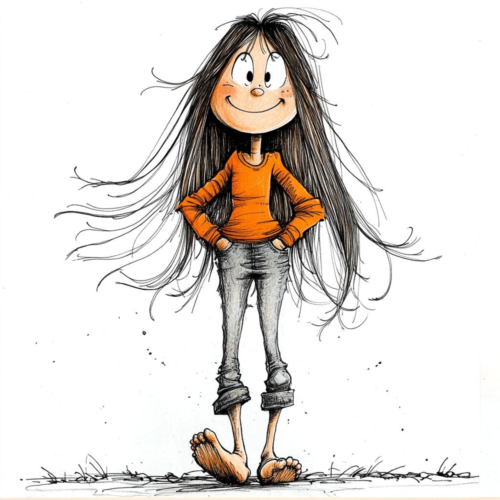 Woman Young Groovy Cartoon Line Art Illustration Color Bundle 1 100 ...