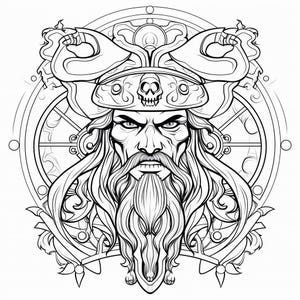 Pirate Head Line Art Black and White Bundle 1 42 Digital Ai Line Art ...