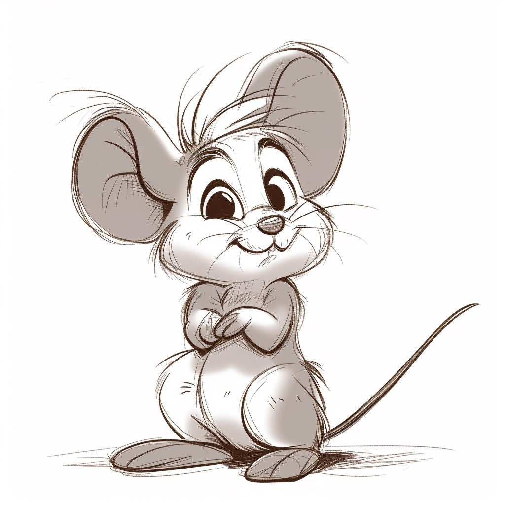 Mouse Grey Line Art Color/black and White Bundle 1 48 Digital Line Art ...