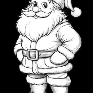 Santa Cartoon Line Art Illustration Black and White Bundle 5 42 Digital ...