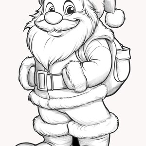 Santa Cartoon Line Art Illustration Black and White Bundle 4 42 Digital ...