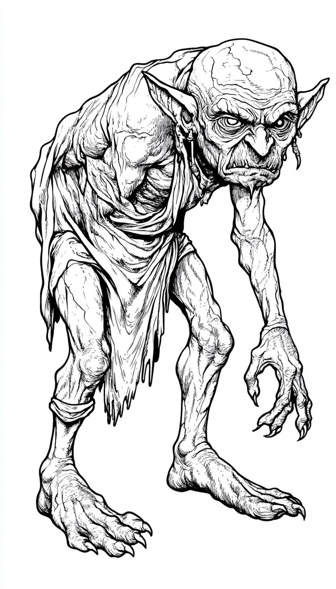 Goblin Cartoon Line Art Illustration Black and White Bundle 1 45 ...