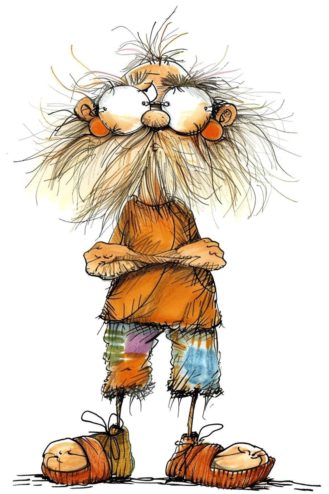 Old Man Groovy Cartoon Line Art Illustration Color Bundle 1 18 Digital ...