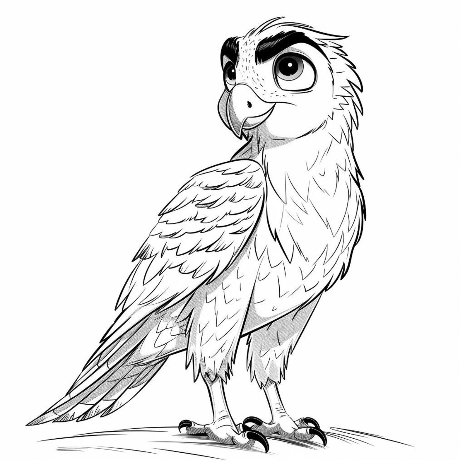 Hawk Cartoon Illustration Black and White Bundle 2 60 Digital Line Ai ...